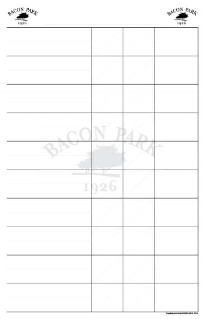 Golf Score Sheet – Posting – Bacon Park