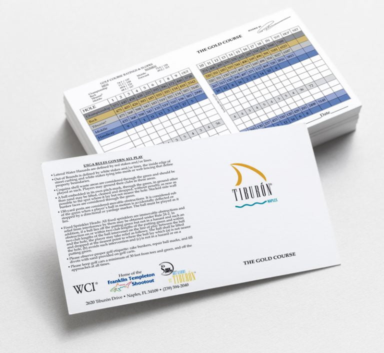 Golf scorecards, custom golf score cards design & printing