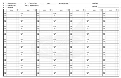 Tee time books, pads, custom design, daily dated