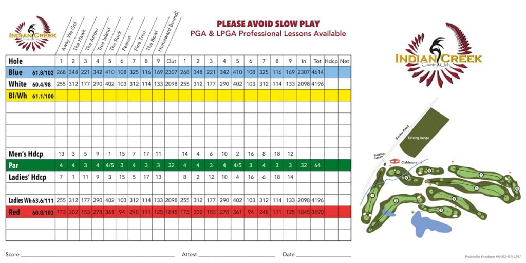 Trifold scorecards - Custom golf scorecards