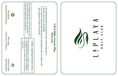 La Playa Golf Club - 18 Hole, Center Fold, Height 5” to 6”, Width 8” to 12”