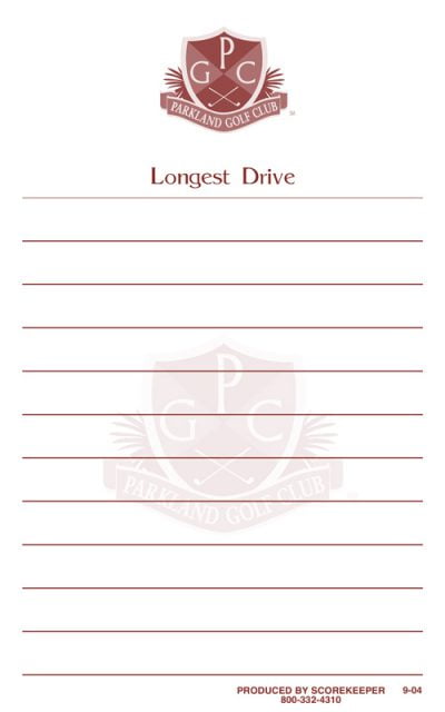 Proximity Cards – Longest drive – Parkland Golf Club