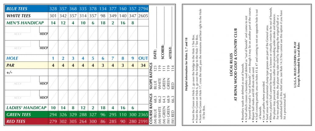 Reverse Fold scorecards - Custom golf scorecards