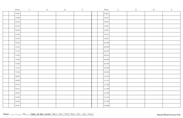 Golf tee time books, pads, custom design, daily dated