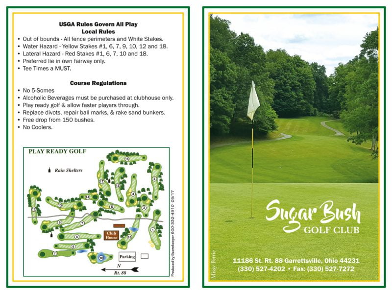 Sugar Bush GC - 18 Hole, Center Fold, Height 5” to 6”, Width 8” to 12”