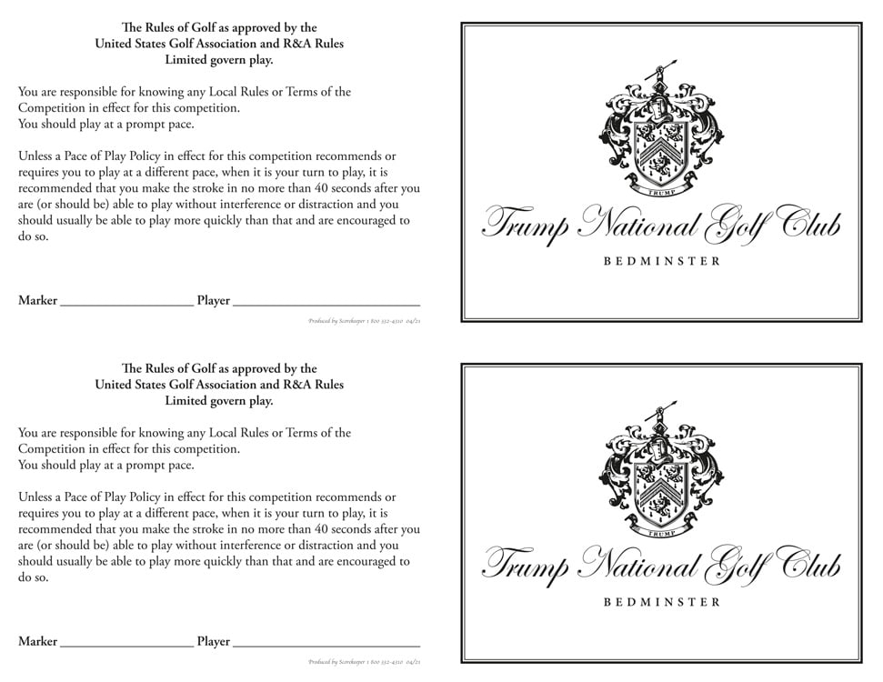 Trump National Golf Club - GHIN Compatible Cards, GHIN Compatible ...
